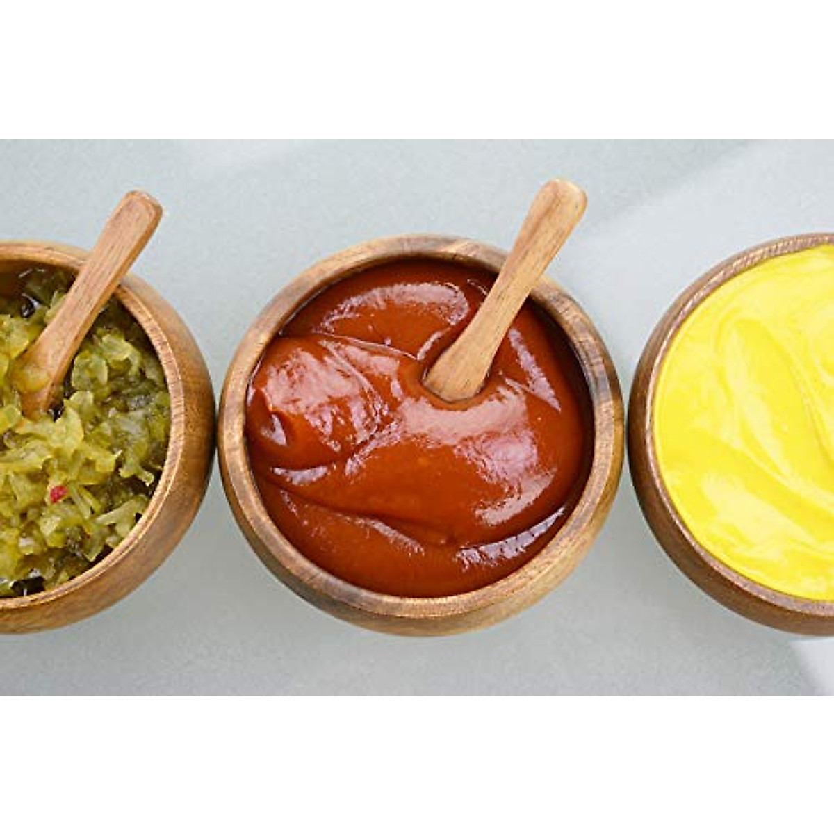 Pacific Merchants Acaciaware Natural Acacia Wood Round Calabash Bowl, 4-Inch, Set of 4