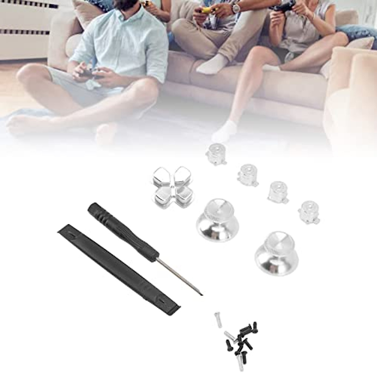 Game Controller Buttons Replacement Kit, Practical Concave and Convex Design D Pad Replacements Kits Comfortable Reduce Thumb Fatigue for Game Controller (Silver)
