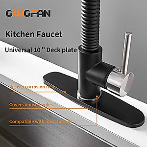 OWOFAN Hole Cover Deck Plate Escutcheon for Bathroom or Kitchen Sink Faucet Single Hole Mixer Tap, 10 Inch Stainless Steel Black WF-4102R