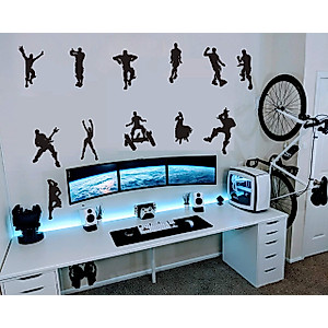 Large Game Wall Decal Poster Dancing Peel & Stick Poster Decals Floss Dancing Game Nursery Kids Room Game Stickers (Black)