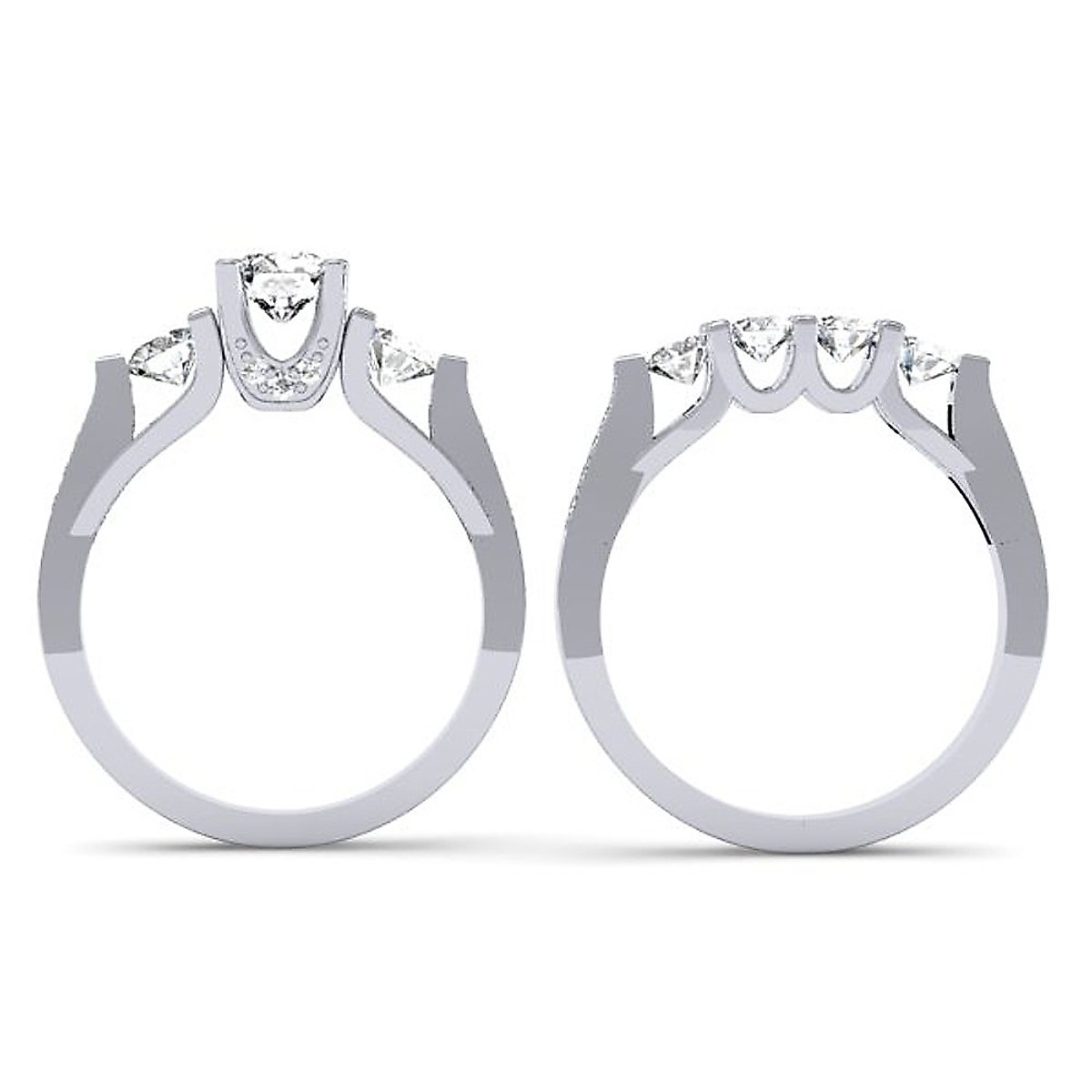 Dazzlingrock Collection 1.40 Carat (ctw) 14k Round Diamond Women Wedding Ring Set with Matching Wedding Band, White Gold, Size 9