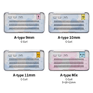 CCAMBBAK I-dol Looks So Natural False Eyelashes Handmade Lightweight Individual Lashes Extension Lengthening Wisps Authentic K-Beauty Fake Eyelashes (A type 9-11mm mix (Black))