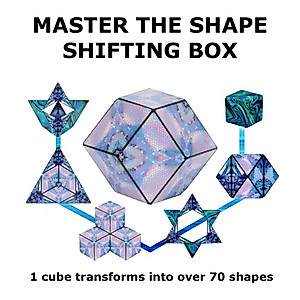 SHASHIBO Shape Shifting Box - Award-Winning, Patented Fidget Cube w/ 36 Rare Earth Magnets - Transforms Into Over 70 Shapes, Download Fun in Motion Toys Mobile App (Artist Series - Mystic Ocean)