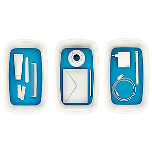 Leitz Small MyBox with Lid, Storage Box for Home and Office, High Gloss Plastic, 5 Litre, A5, White/Blue Metallic