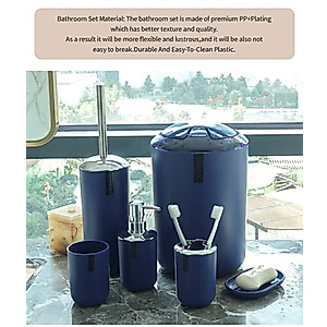 6 Pcs Bathroom Accessories Set, Toilet Brush, Soap Dish, Trash Can, Toothbrush Cup, Soap Dispenser, Bathroom Accessory Set