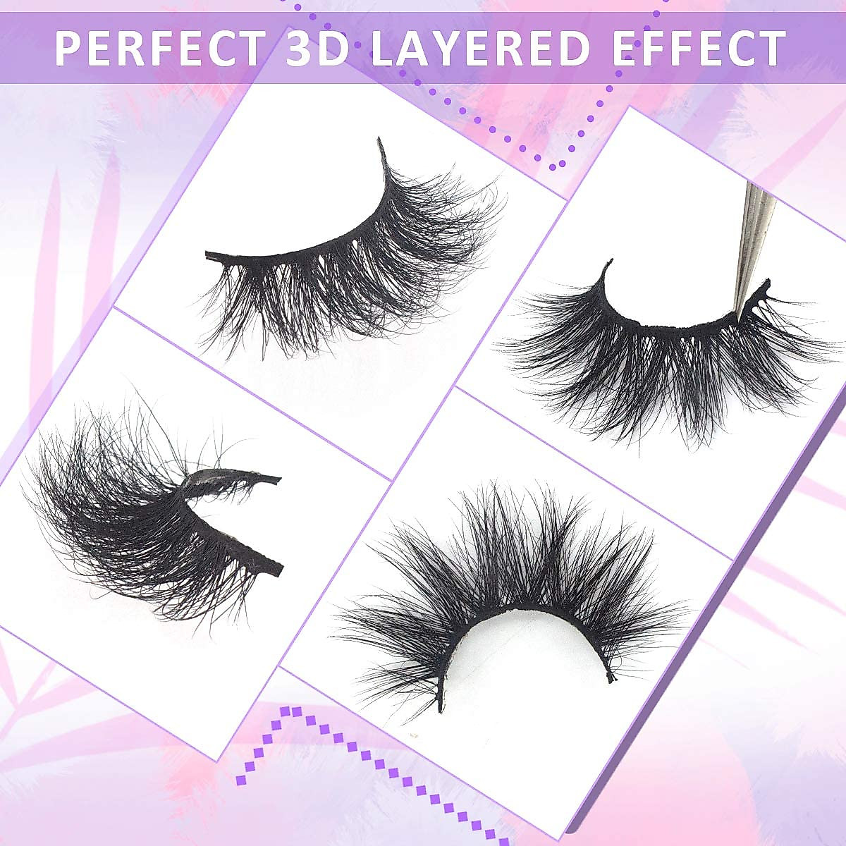 BEEOS Real Mink 3D Eyelashes Wholesale 10 Pairs, E11 Fluffy Full Volume 18 mm Middle Long Lashes Reusable Lightweight Siberian 3D Mink Lashes for Daily Use Natural Look (E11/10 Pairs)