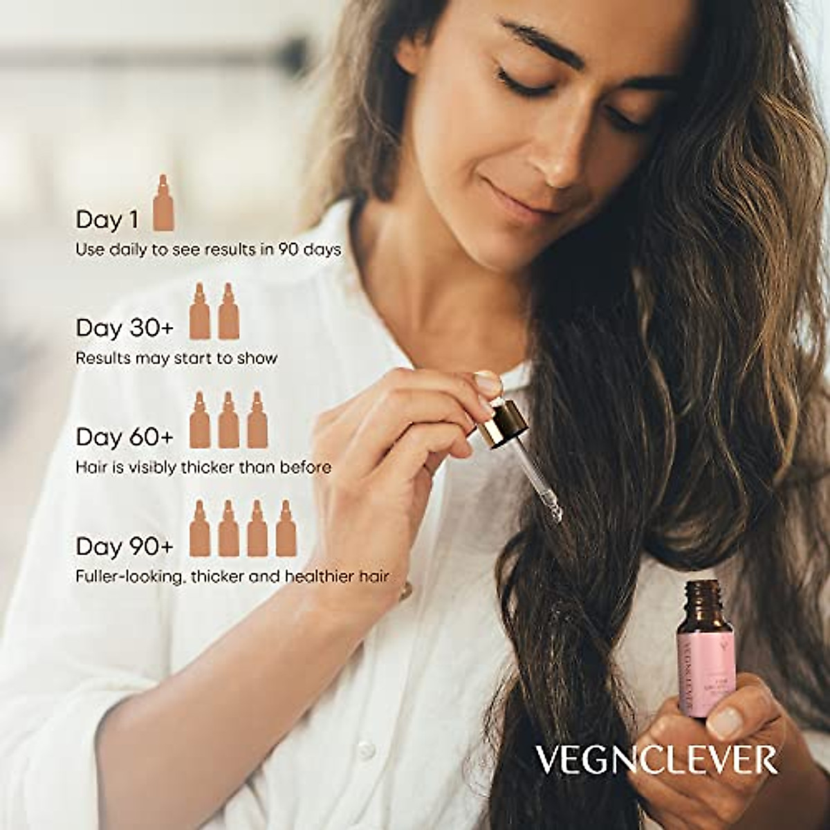 Vegnclever Hair Growth Serum - 100% Vegan Intensive Hair Gro Serum - Natural Hair Loss and Regrowth Treatment for Women & Men, Hair Thickening Products for Fuller-looking, Thicker and Healthier Hair, 50ML