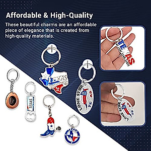Texas Bundle Souvenir Keychains, 21 Pcs Set, Texas Lone Star on Texas State Map, Don't Mess with Texas, I Love Texas, Longhorn, Texas Seal, Texas Bottle Opener, Texas Collection, Metallic