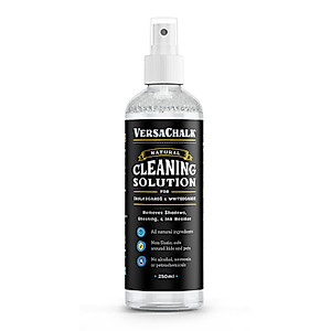 100% Natural Chalkboard Cleaner Spray and Eraser Kit by VersaChalk (250 mL) - Remove Liquid Chalk Marker Ink from Chalk Board Signs, Whiteboard, Dry Erase Marker Board, and Blackboard