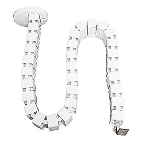 Heavy Duty Adjustable Cable Management Snake. Standing Desk Accessories. Cable Management Organizer - White