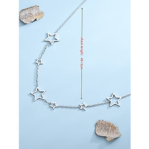 Verdusa Women's Star Chain Necklaces Silver One Size