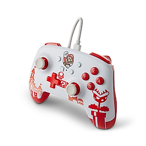 PowerA Enhanced Wired Controller for Nintendo Switch - Mario Red/White, Gamepad, game controller, wired controller, officially licensed (Nintendo Switch)