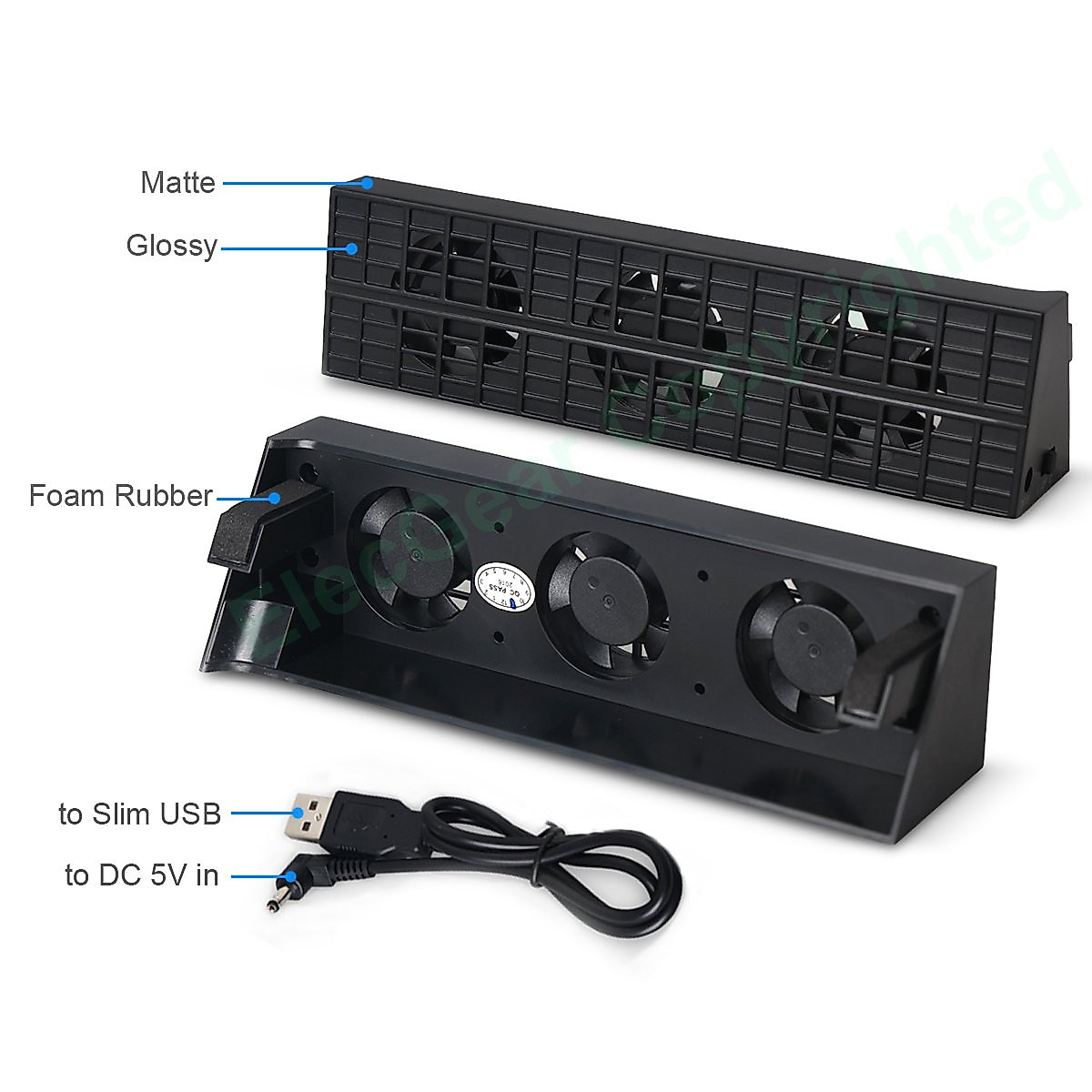 ElecGear Auto Cooling Fan for PS4 Slim, External USB Cooler Automatic Temperature Sensor Controlled Radiator Heat Exhaust Works with Playstation 4 Slim CUH-2xxx