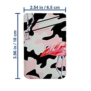 Diascia Pack of 2 - Cellphone Stick on Leather Cardholder ( Beautiful Pink Flamingo Print Pattern Pattern ) ID Credit Card Pouch Wallet Pocket Sleeve