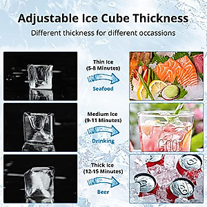 ACONEE Commercial Ice Maker Machine, 350lbs/24H Stainless Steel Under Counter ice Machine with 220lbs Ice Storage Capacity, Freestanding Ice Maker, High Efficiency