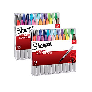 Sharpie 75846 Permanent Markers, Fine Point, Assorted Colors, 2 Sets of 24 Markers
