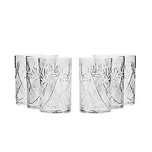 Set of 6, 8-Oz Hand Made Vintage Russian Crystal Tea Beverage Glasses for "Podstakannik", Old-fashioned Glassware