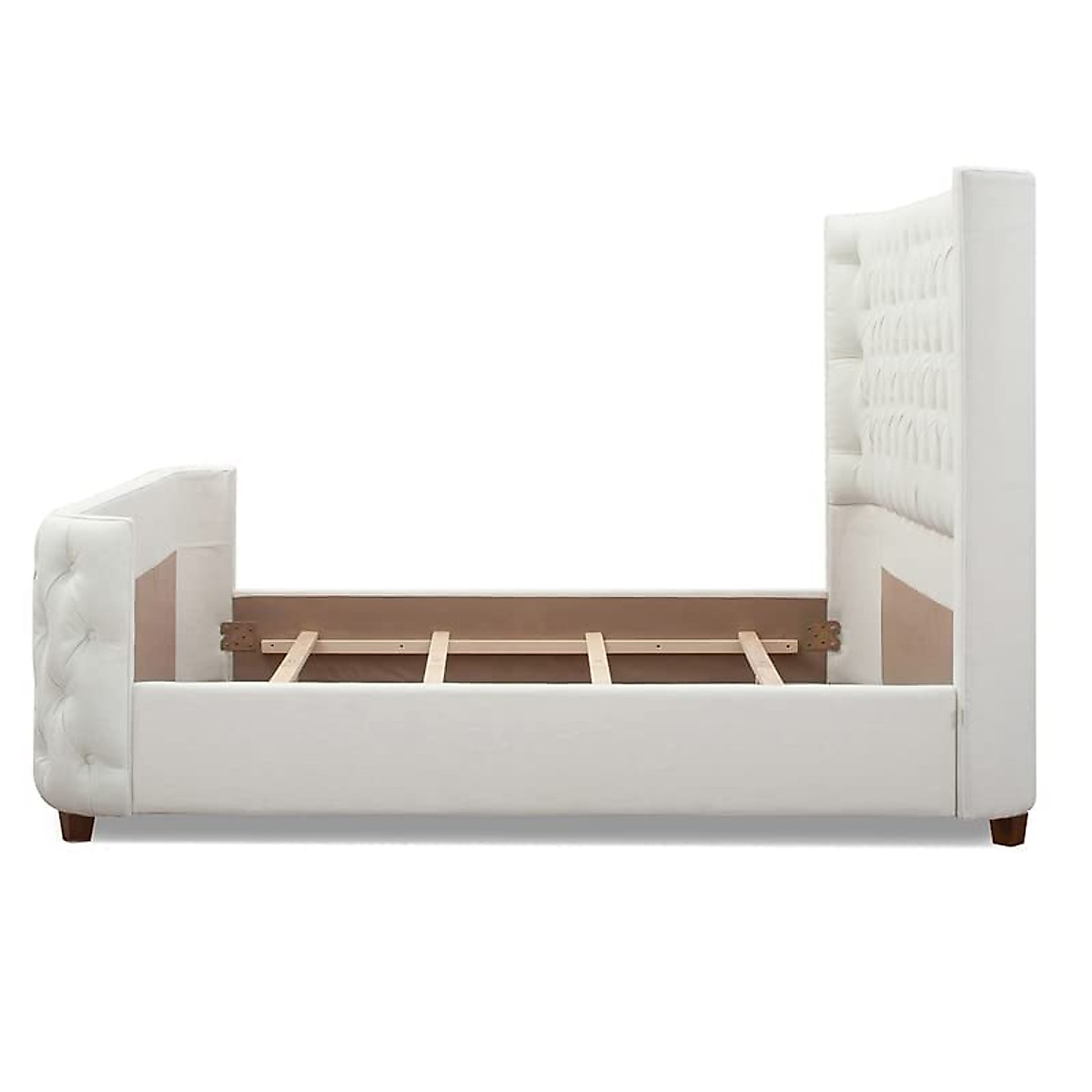 Jennifer Taylor Home Brooklyn King Tufted Panel Bed Headboard and Footboard Set, Antique White Polyester