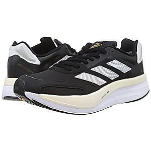 adidas Women's Adizero Boston 10 Sneaker, Black/White/Gold Metallic, 8.5