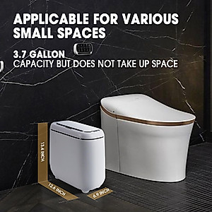 latafile 3.7 Gallon Smart Bathroom Trash Can, Touchless Motion Sensor Garbage Can with Lid, for Bathroom, Office, rv, Bedroom, Living Room, White 8661