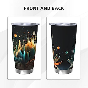 AYCZN Book 20 OZ Tumbler Stainless Steel Travel Coffee Mug, Education Learning Insulated Water Bottle with Lid and Straws Leakproof Thermal Cup