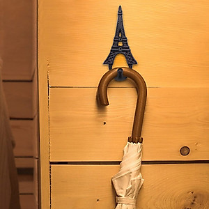 2 Pack Metal Double Hook Cast Iron Bar Decoration Retro Creative Wall Hanging (Eiffel Tower, 8.5×18×3.5cm)