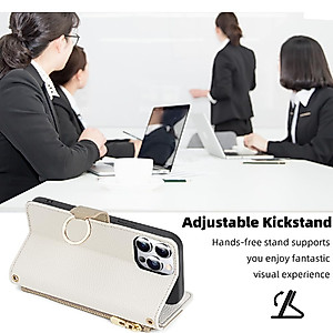 Arseaiy Wallet Case for Samsung Galaxy S9 Plus Flip Phone Case Cover with Crossbody Strap Magnetic Zipper Pocket Makeup Mirror PU Leather Shockproof with Kickstand Shell White