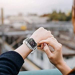 Wrist-B Compatible for Apple Watch Band Clear 44mm 45mm 42mm,Transparent Clear Watch Band Soft Silicone Sport Case and Strap for iWatch Series 7/6/5/SE Women Men (45mm/44mm/42mm)