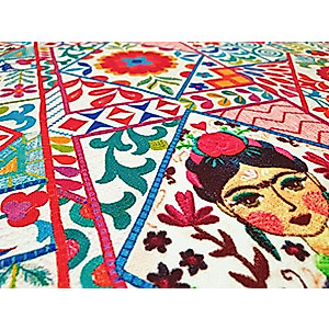 Sweet Frida Kahlo Print Upholstery Fabric, Frida Silhouettes on Majolica Faiance Fabric, Drapery Mexican Art Print Fabric by The Yard