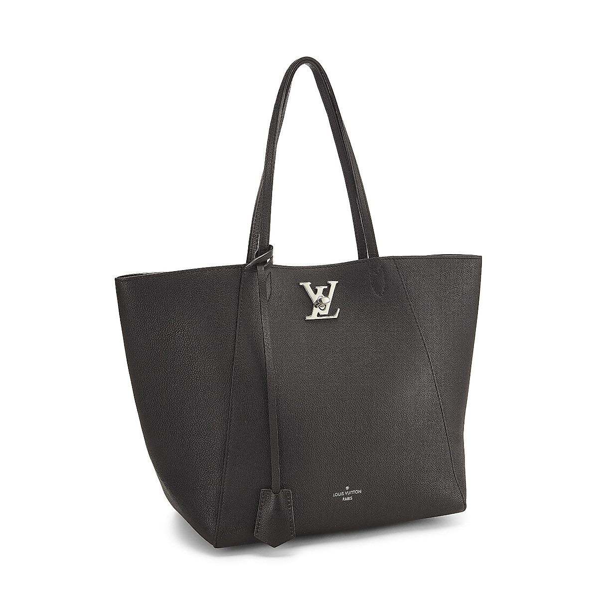 Louis Vuitton, Pre-Loved Black Leather Lock Me Tote MM, Black