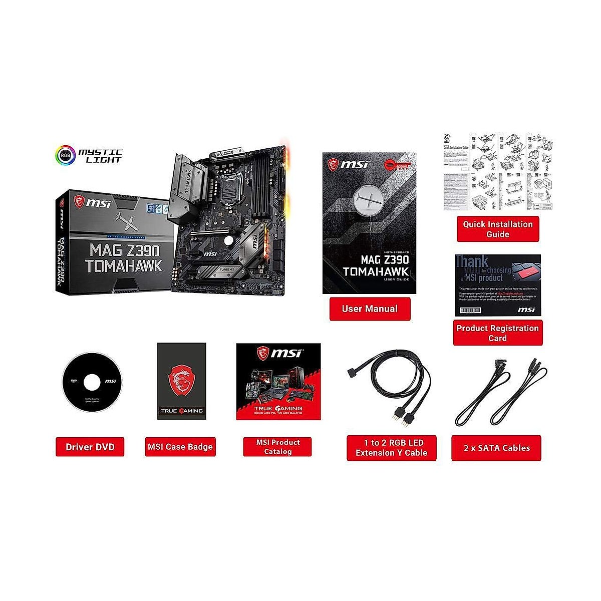 MSI MAG Z390 Tomahawk LGA1151 (Intel 8th and 9th Gen) M.2 USB 3.1 Gen 2 DDR4 HDMI DP CFX Dual Gigabit LAN ATX Z390 Gaming Motherboard