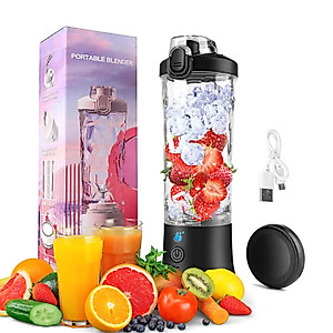 Best 4Vi Portable Blender, Rechargeable Mini Blender For Shakes And Smoothies 20 Oz Mini Blender Cup with Travel and USB Rechargeable for Office, Gym, Kitchen BLACK