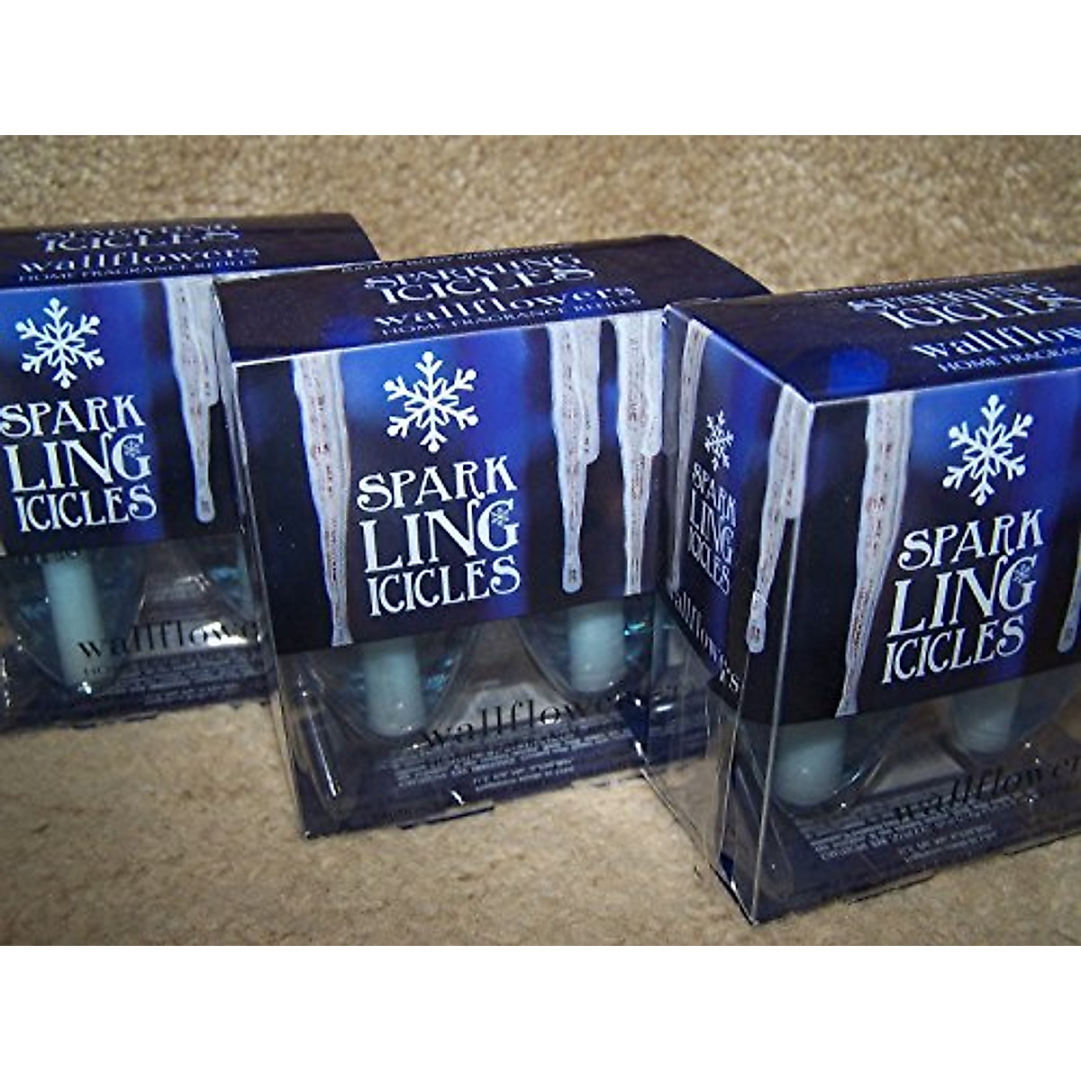 Lot of 3 Bath & Bodyworks Sparkling Icicles Wallflower 2 Pack Home Fragrance Refill Bulbs (6 Bulbs Total) (Scented)