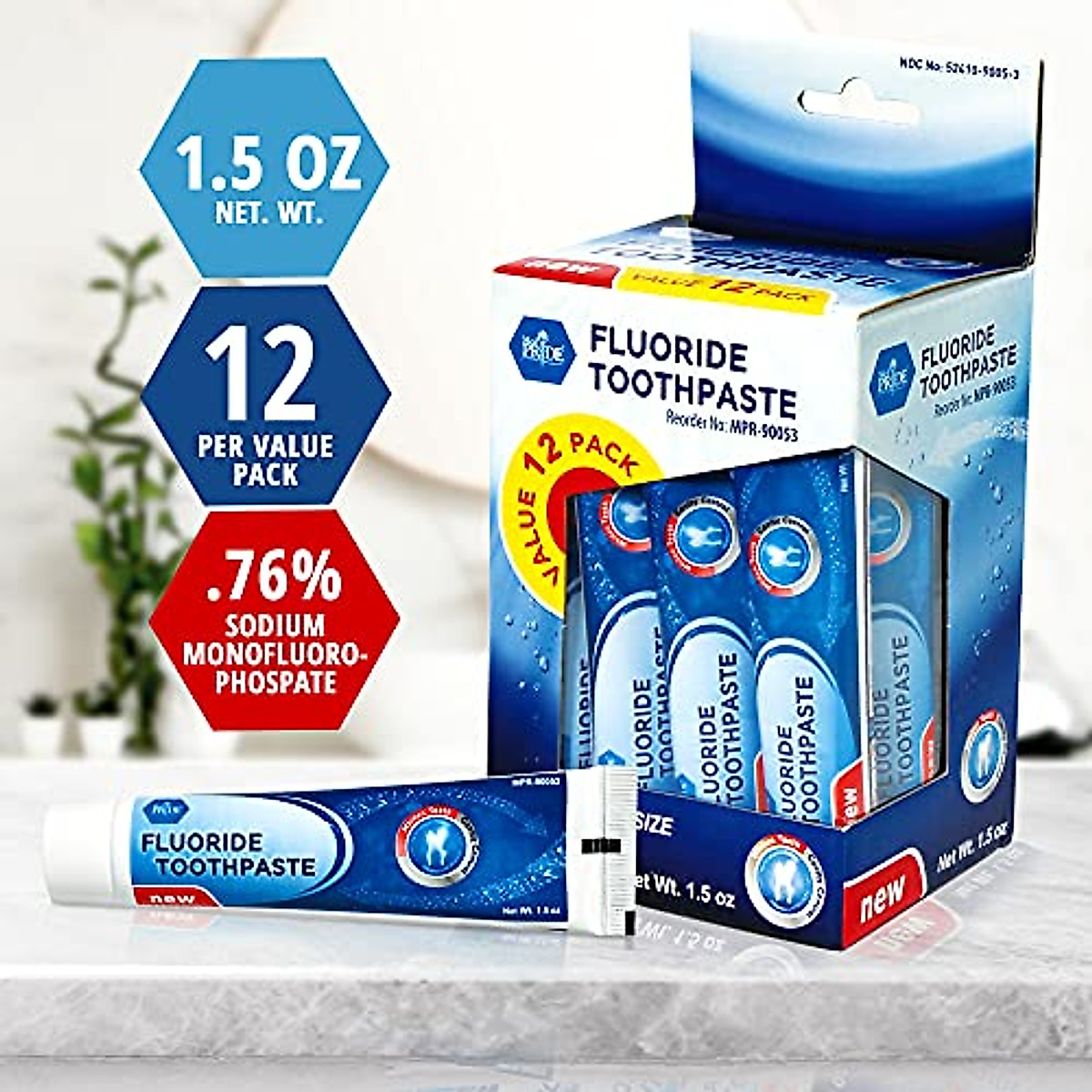 Medpride Travel Size Fluoride Toothpaste – Value Pack Of 12 Toothpaste Tubes 1.5 oz Each – Anticavity Toothpaste For Kids & Adults – Vegan Travel Toothpaste For Whiter Teeth And Fresh Breath