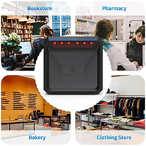 2D Desktop Barcode Scanner, QR Omnidirectional HandsFree Automatic Barcode Reader,USB Wired Bar Code Scanner for POS System Sensing, Store, Supermarket.
