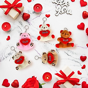 Chivao 16 Pieces Heart Bear 3.5 Inch Plush Bear Toy Stuffed Mini Bear with Heart I Love You Bear Stuffed Animals Bears for Valentine's Gift Keychain Wedding Birthday Party