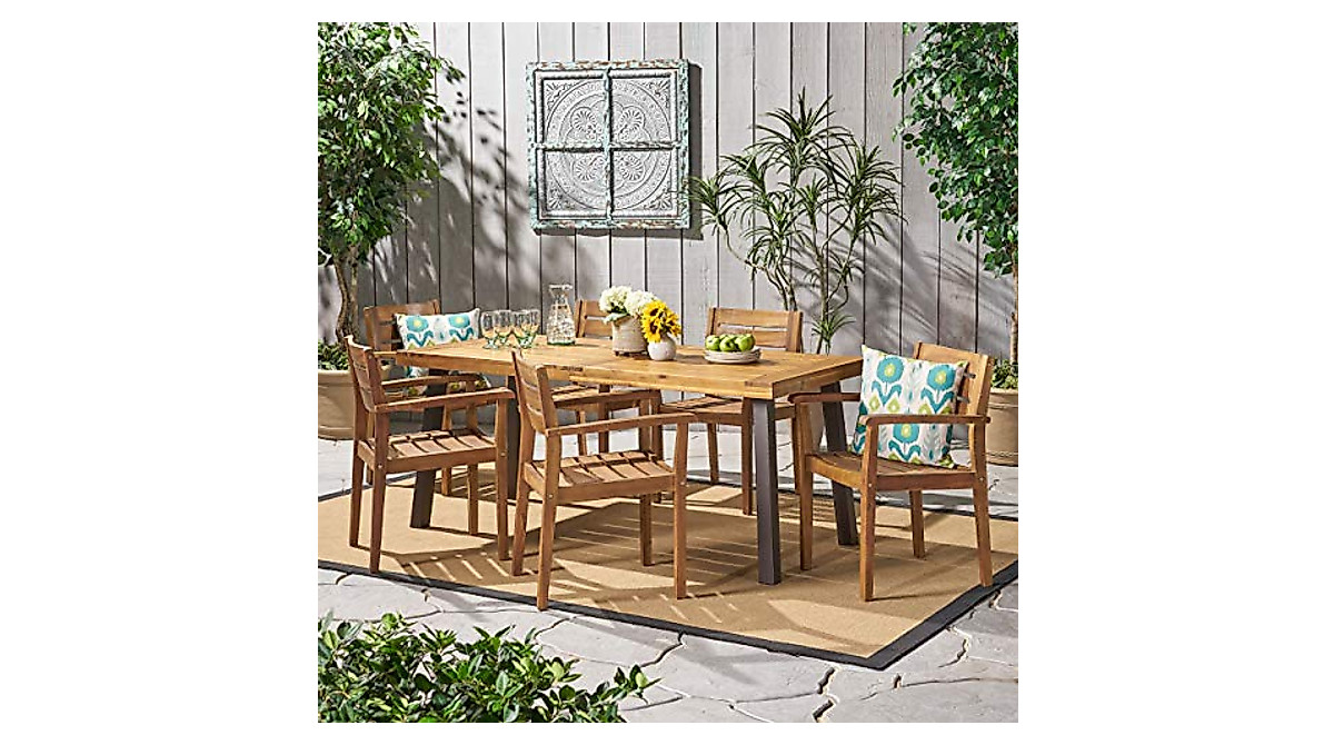 Christopher Knight Avon Outdoor Dining Set - 7-Piece Teak Finish