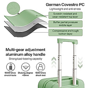 Carry on Luggage, Mixi Suitcase Spinner Wheels Luggage Hardshell Lightweight Rolling Suitcases PC with Cover & TSA Lock for Business Travel