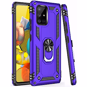 LUMARKE for Galaxy A51 5G Case with Screen Protector,Pass 16ft. Drop Tested Military Grade Protective Phone Cover with Magnetic Ring Kickstand Compatible with Car Mount Holder Purple