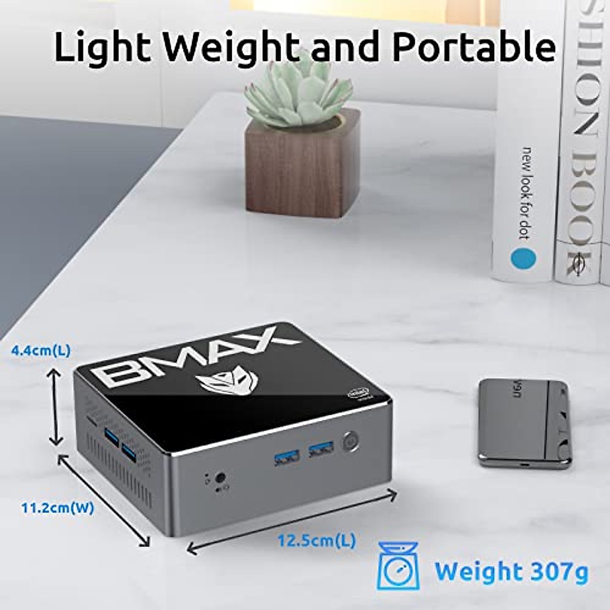 Bmax Mini PC 4-Core J4105 (up to 2.5 GHz) 8GB LPDDR4/256GB SSD 4K 60Hz Mini Desktop Computer Gigabit Ethernet Dual-Band Wi-Fi BT 5.0 HDMI 2.0 Micro Pc Mini Computer