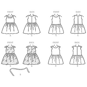 Butterick Patterns 6201, Children's/Girls Dress,Sizes, CDD (2-3-4-5), White