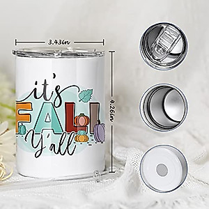 AGH 10 oz White Sublimation Tumblers Blanks, 6 Pack Straight Stainless Steel Tumbler with Splash-proof Slide Lid and Metal Straw, Straw Brush, Double Wall Vacuum Cups Wine Bulk