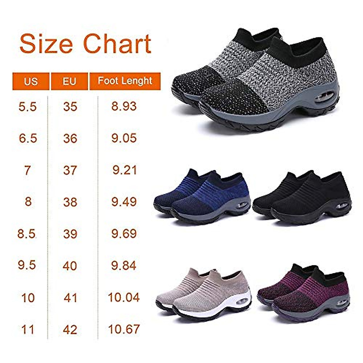 Cenim Walking Shoes for Women Sock Sneakers Air Cushion Athletic Shoes Breathable Mesh Casual Work Nursing Shoes
