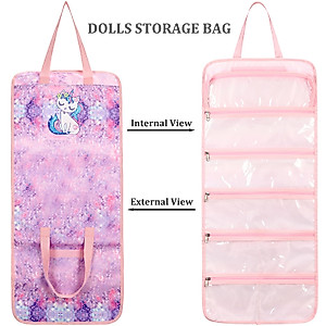 JIANYA Dolls Storage Bag Toys Display Carrying Storage Organizer Clear View Compatible with All Surprise Dolls Small Toy, Mermaid Scales