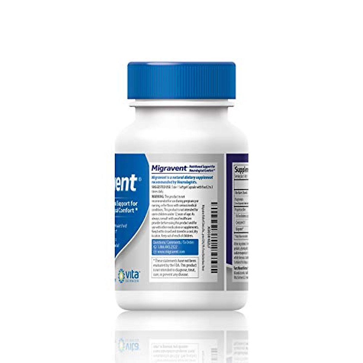 Vita Sciences Migravent: A Comprehensive Supplement with Riboflavin, Magnesium, Coenzyme Q10, PA-Free Butterbur, and Proprietary Blend for Optimal Cranial Comfort, Health, and Defense. Migraine