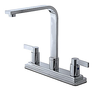 Kingston Brass KB8791NDLLS Nuvofusion Euro High Rise Spout Kitchen Faucet without Sprayer, Polished Chrome