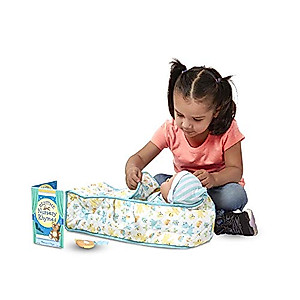 Melissa & Doug Mine to Love Bassinet Play Set Portable Carrier for Dolls with Crinkle Toy, for 3+ years, Nursery Rhyme Book