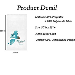 Wamika Watercolor Beautiful Mermaid Character Hand Towels Cute Sea Cartoon Bath Towels Soft Absorbent Multipurpose Bathroom Towel for Hand,Face,Spa and Gym,15x30 in