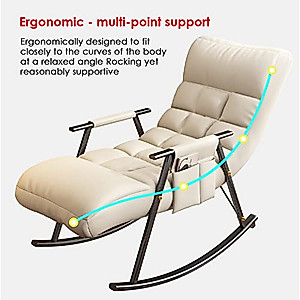 YCKEGEW Rocking Chair Lounge Chair Recliner Armchair for Living Room Bedroom,Back Adjustable Comfy Accent Chair,Modern Rocker Glider Waterproof Fabric Patio Rocking Chair (Color : Light Grey)