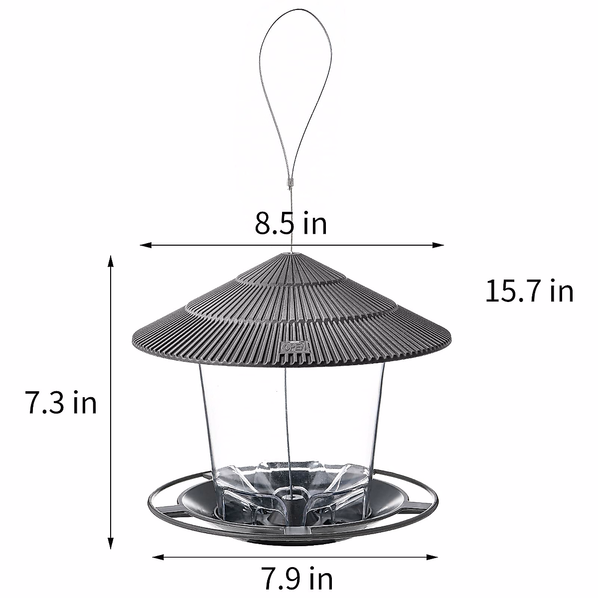 Hanizi Bird Feeders for Outside, Bird Feeder, Wild Bird Seed for Outside Feeders, Squirrel Proof Birds Feeder and Garden Decoration Yard for Bird Watchers (Grey)